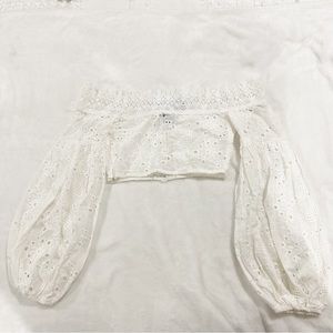 Tiger Mist | Tops | Tiger Mist White Zuni Lace Floral Eyelet Puff ...